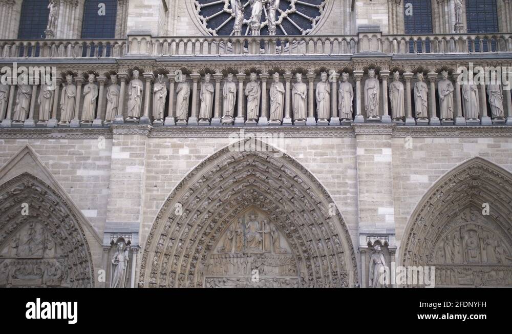 Exterior and Facade of Notre-Dame Cathedral, Paris, France. Close Up ...