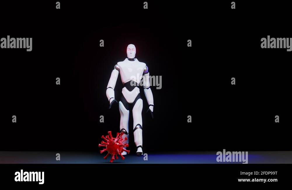 3d render the robot kicks the virus out Stock Video Footage - Alamy