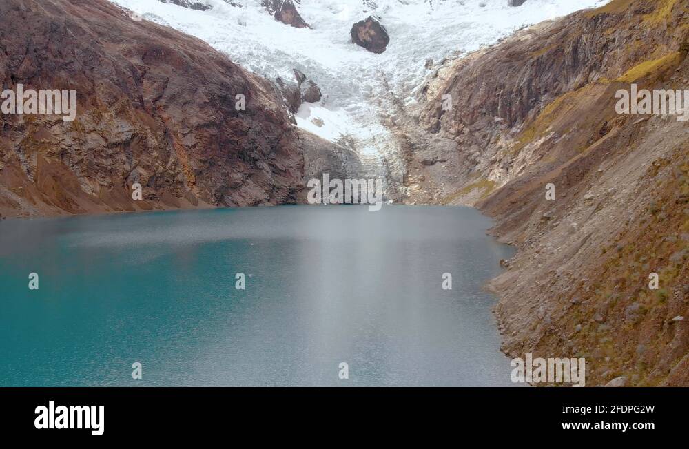 Fly over Arhuaycocha lake, in the santa cruz trek in huaraz, peruvian ...