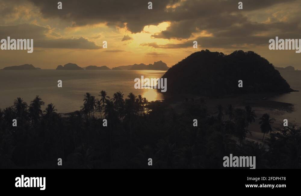Las Cabanas Beach Sunset. El Nido, Palawan Island. Philippines. Graded ...