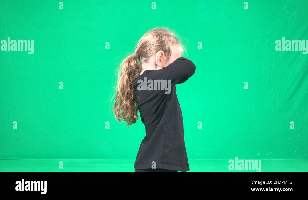 UP CLOSE CRYING LITTLE GIRL SIDE VIEW GREENSCREEN Stock Video Footage ...