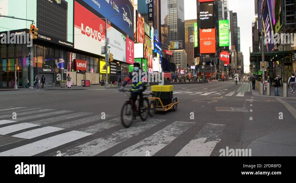 7th Avenue In Times Square, New York City, Completely Empty Of Cars ...