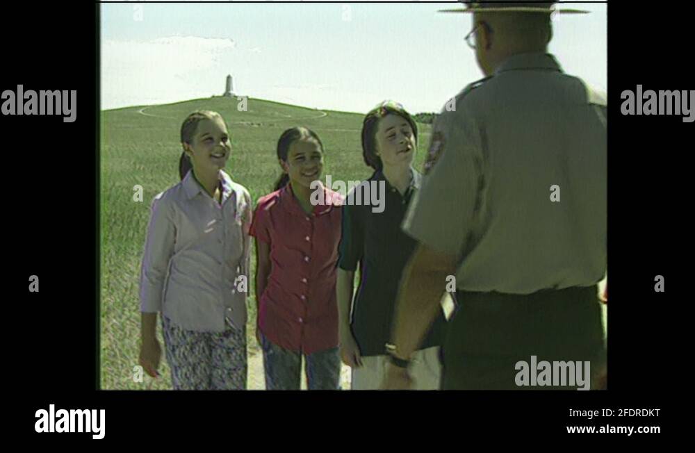 2000s: Two girls and a boy approach park ranger. Park ranger speaks ...