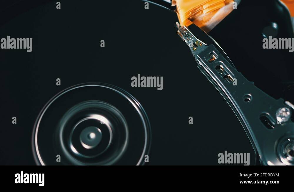 Hard Disk Drive Inside. Structure of HDD, Spinning Platter. Move ...