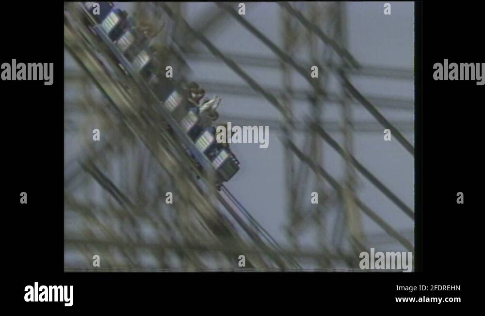 1990s: Roller coaster. Sounding rocket takes off. Barren landscape ...