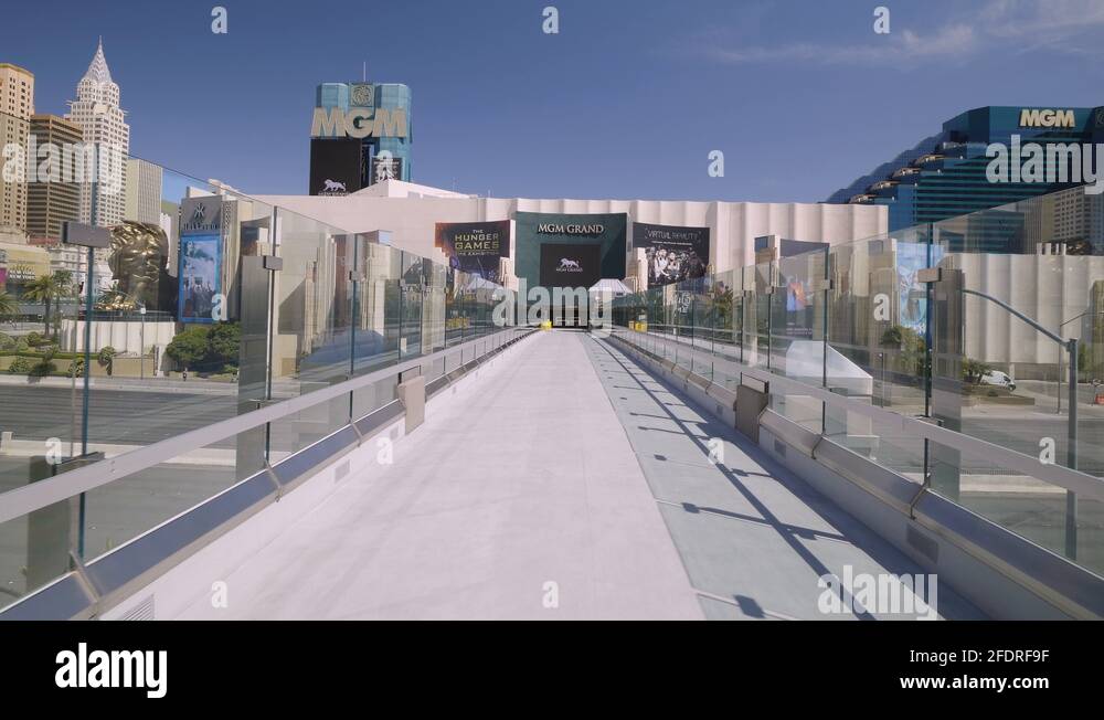 A push inement on the MGM bridge at the Las Vegas Strip Stock Video ...