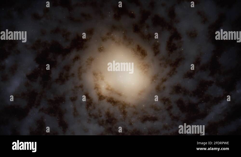 Spiral galaxy rotation in outer space closes up from above it Stock ...