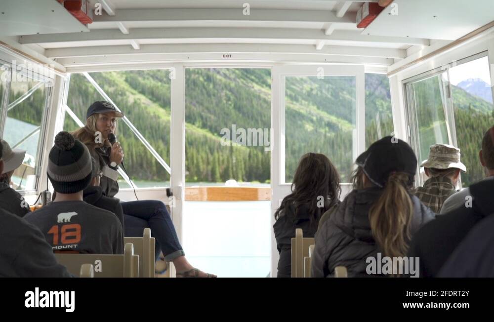 Female Boat Captain Tour Guide Giving A Tour to People, HD Stock Video ...