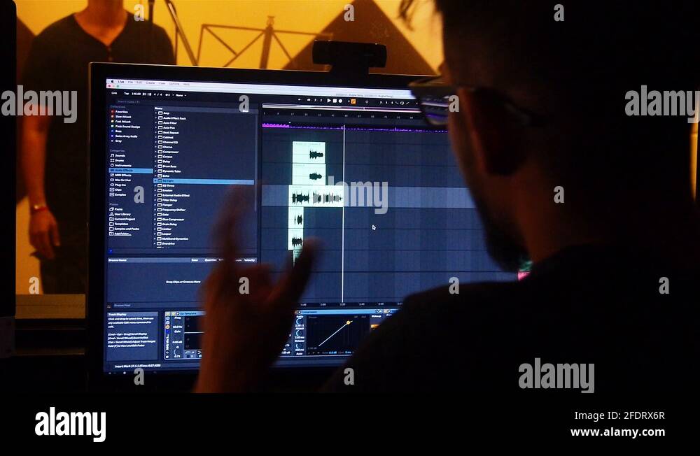 Man's hand pointing up to the monitor screen - static Stock Video ...