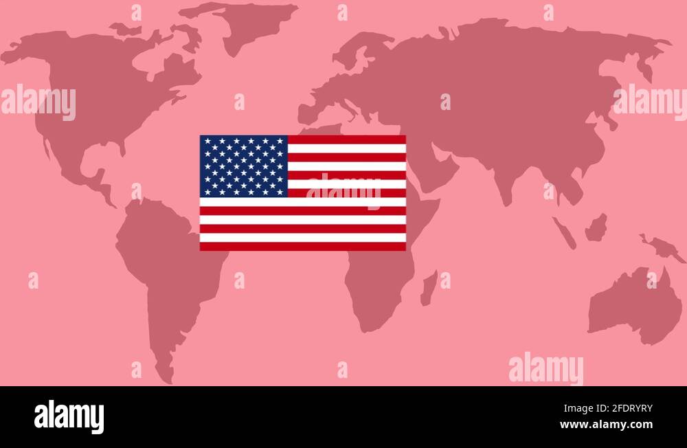 World Map Red Alert Light Blinking with Animated Flags of Countries ...