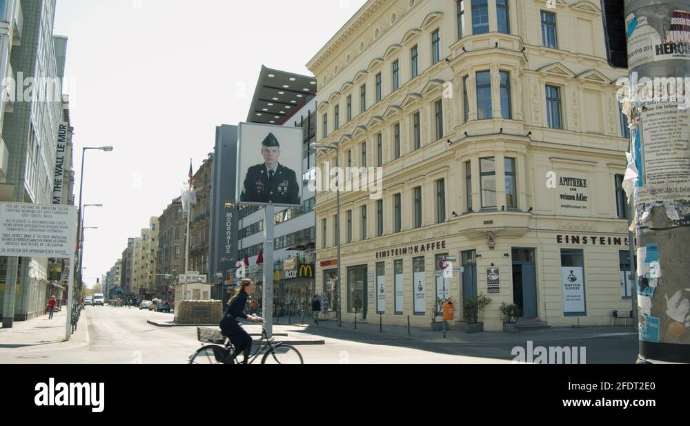 Former Checkpoint Charlie Border with Photo of American Soldier Stock ...