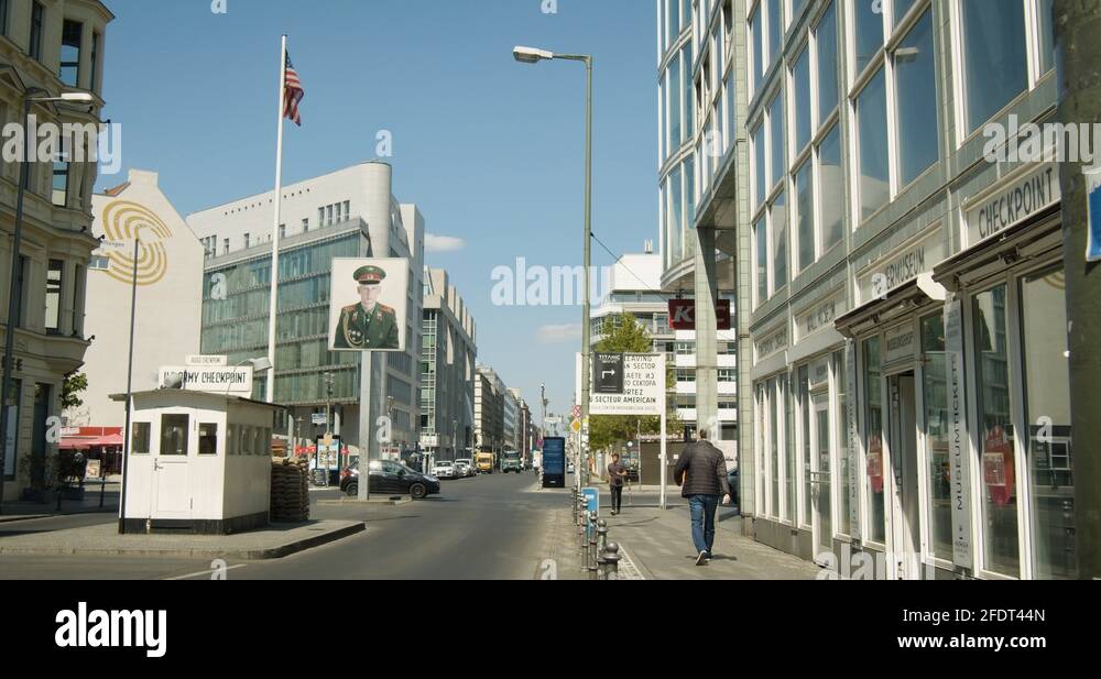 Historic Checkpoint Charlie Berlin Wall Crossing Point During Cold War ...