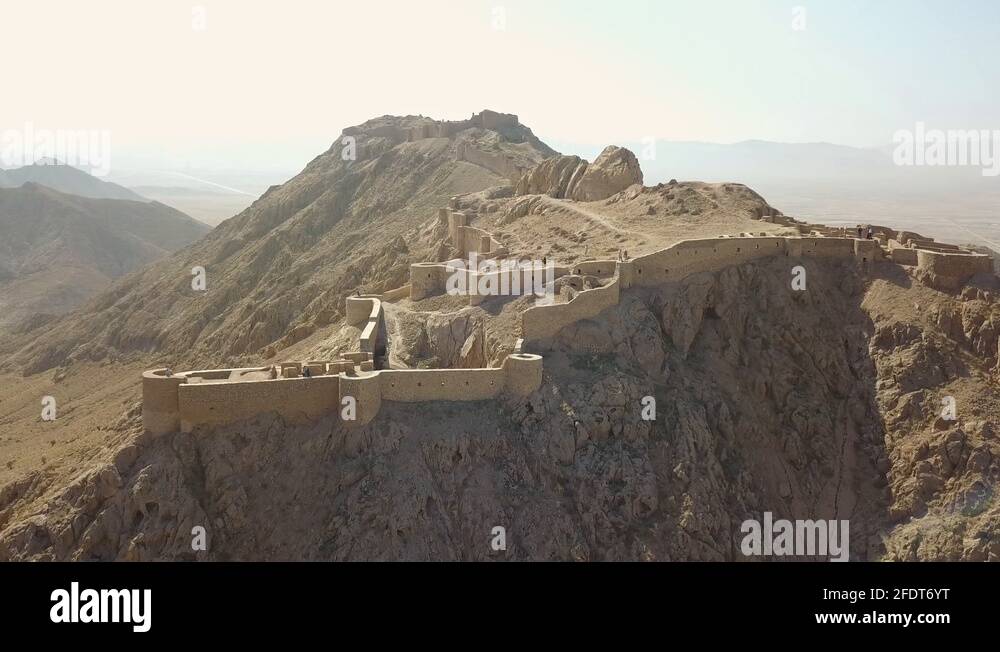A Breathtaking horror castle ruins location on top ridge of desert ...
