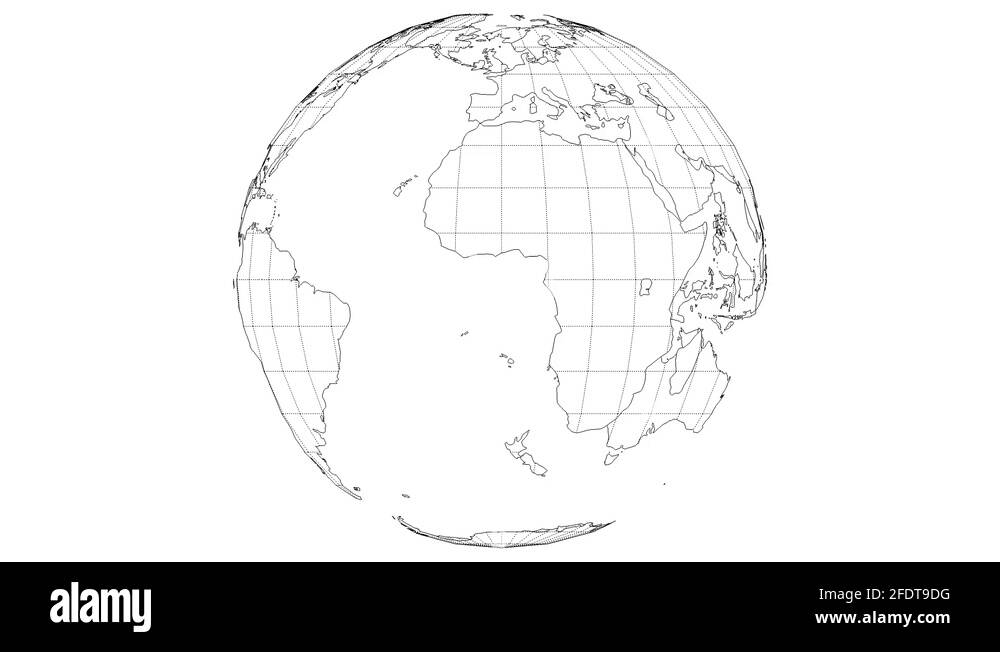 wire-frame earth map rotating fast in seamless loop with white isolated ...