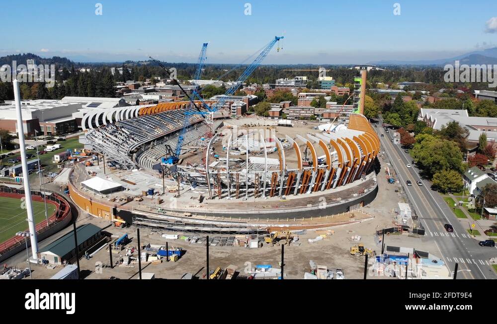 Hayward Field Stadium, Aerial View of Construction Site of Football ...