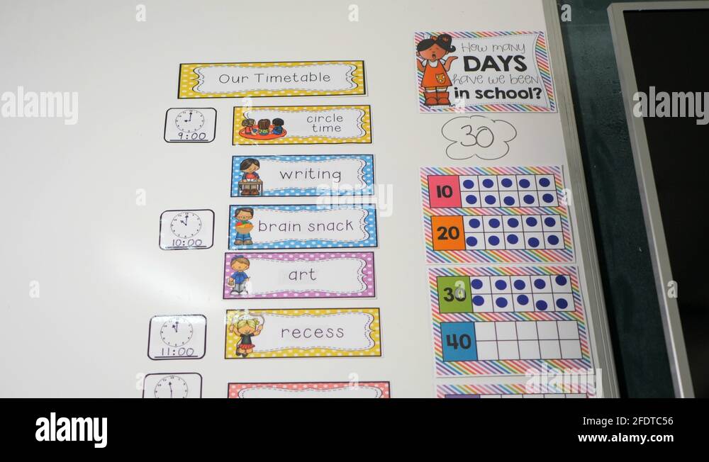 School Class Timetable On A Whiteboard, TILT DOWN Stock Video Footage ...