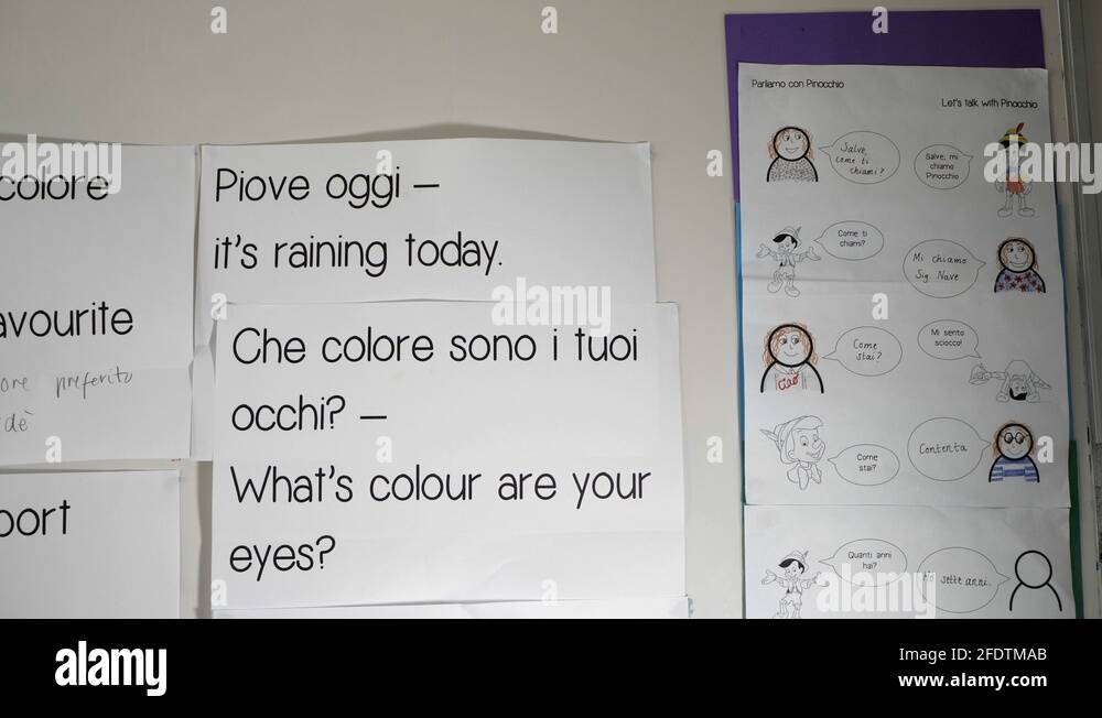 Italian To English Translations On A Elementary School Classroom Wall ...