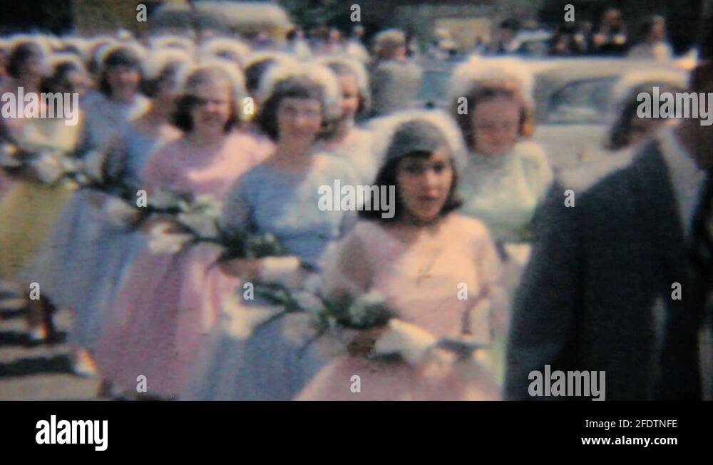 Teenage Girls In Pretty Graduation Dresses-1964 Vintage 8mm film Stock ...