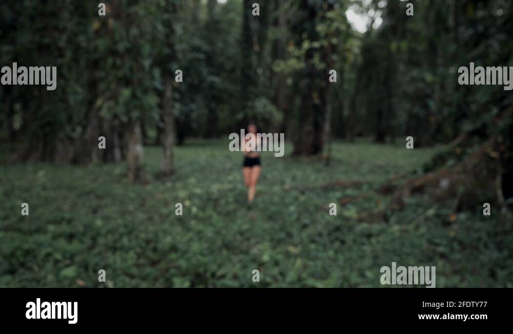Lovely Girl Running And Wandering Around The Jungle Of Costa Rica ...