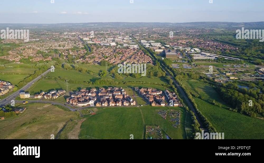 High drone aerial view of Aylesbury countryside and houses in Stock ...