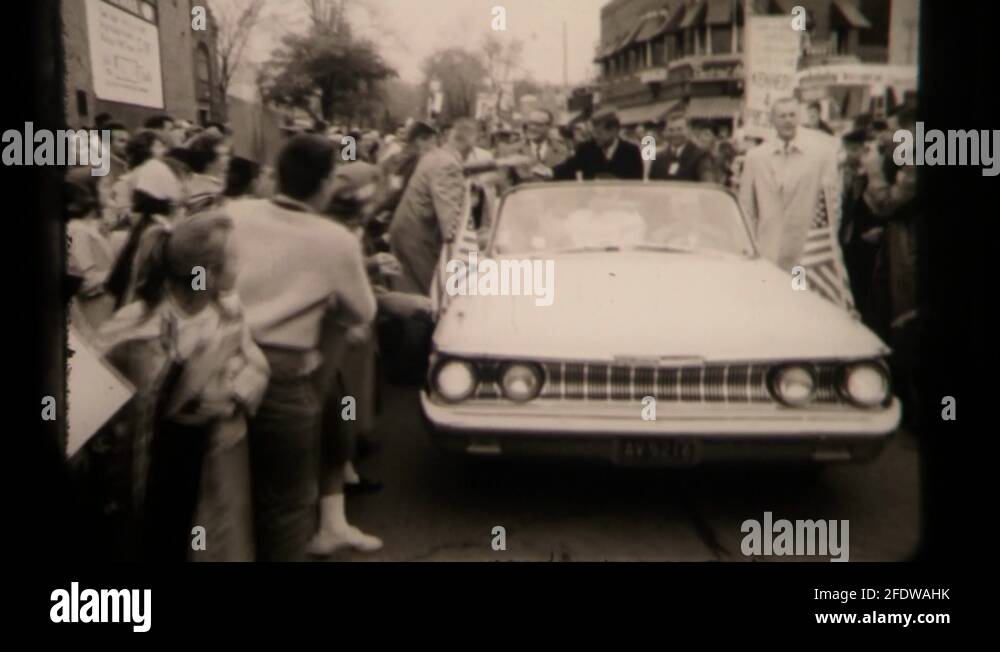 President John F. Kennedy - JFK in Car with Shakes Hands with Crowd ...