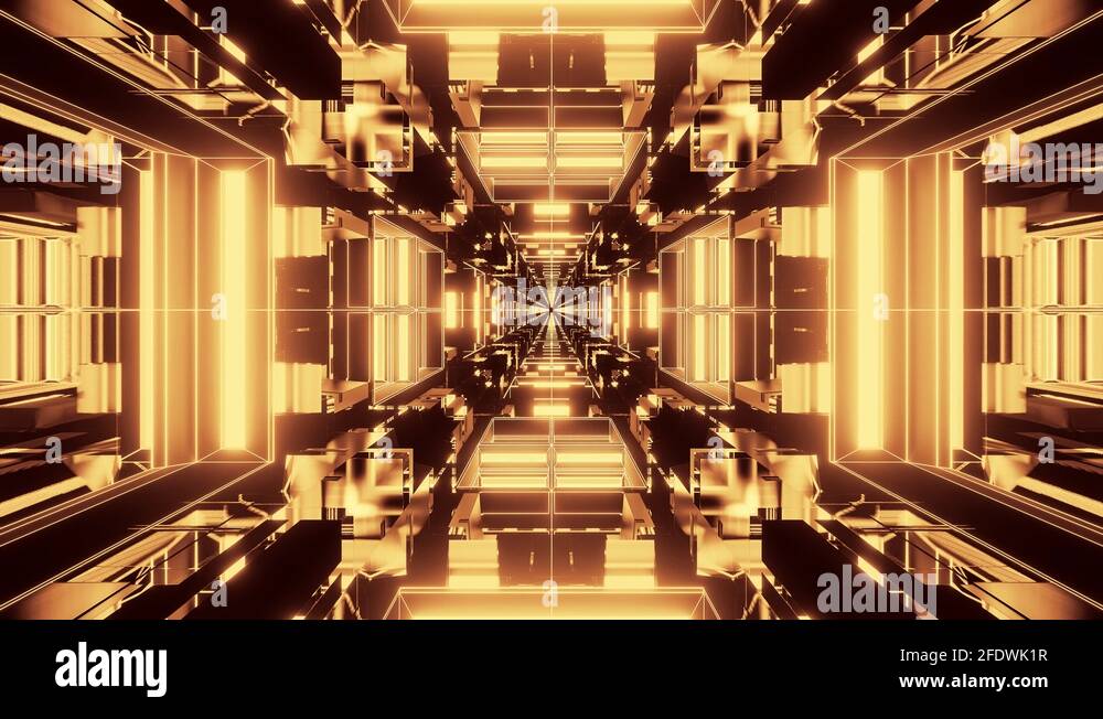 Highly immersive and reflective computerized animation of golden space ...
