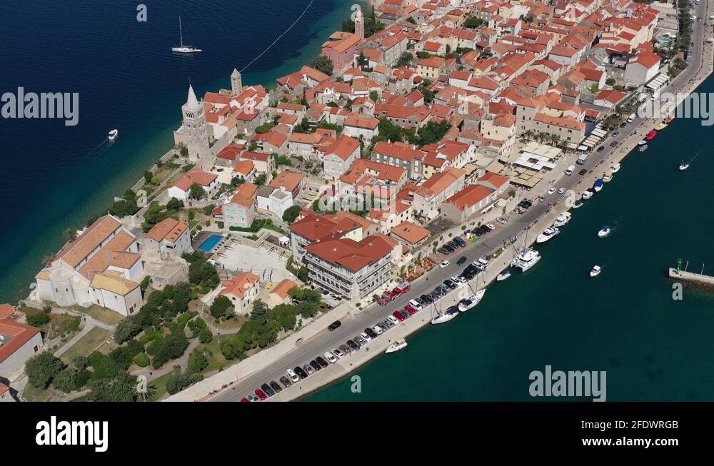 Beautiful Medieval Dalmatian old Town Rab in Island of Rab, Croatia ...