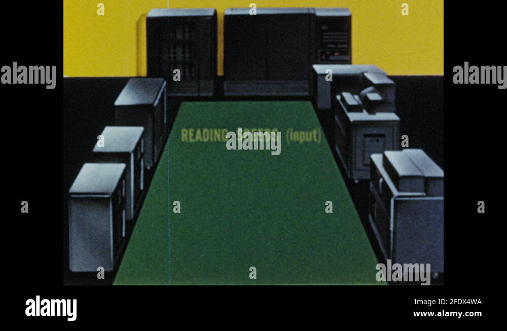 1950s: Animation of computer, text appears for computer components ...