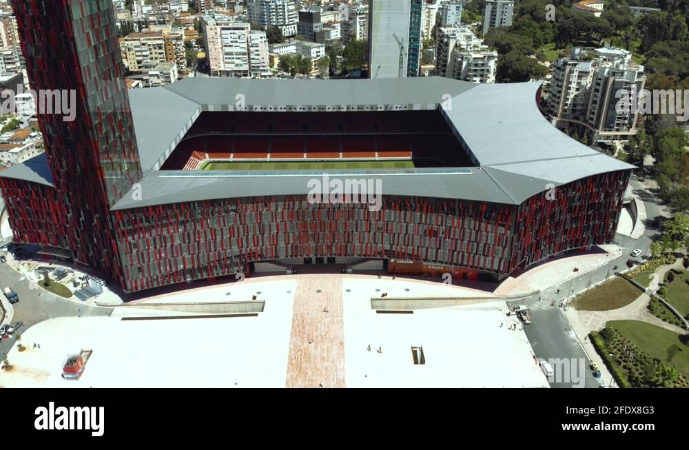 Football stadium of national team in Tirana Albania with new modern ...