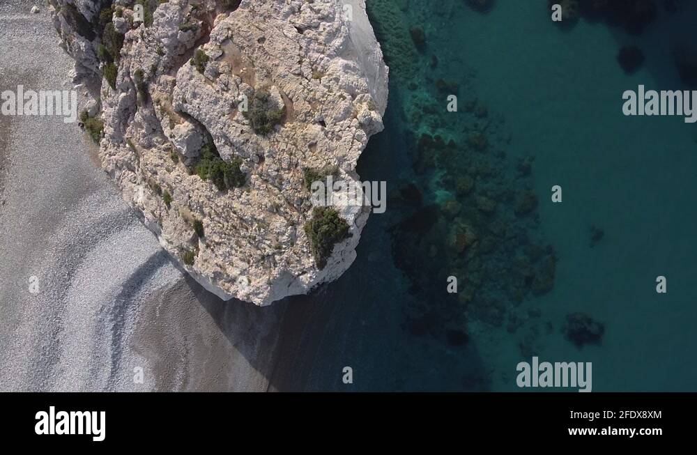 Rotating top-down view of the famous Aphrodite's rock Stock Video ...