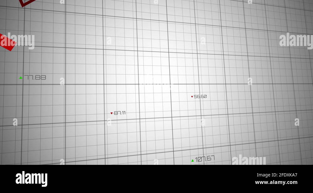Animation of a red graph line on black grid on white background Stock ...