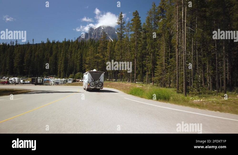 Full Parking Lot in Banff National Park During Summer Stock Video ...