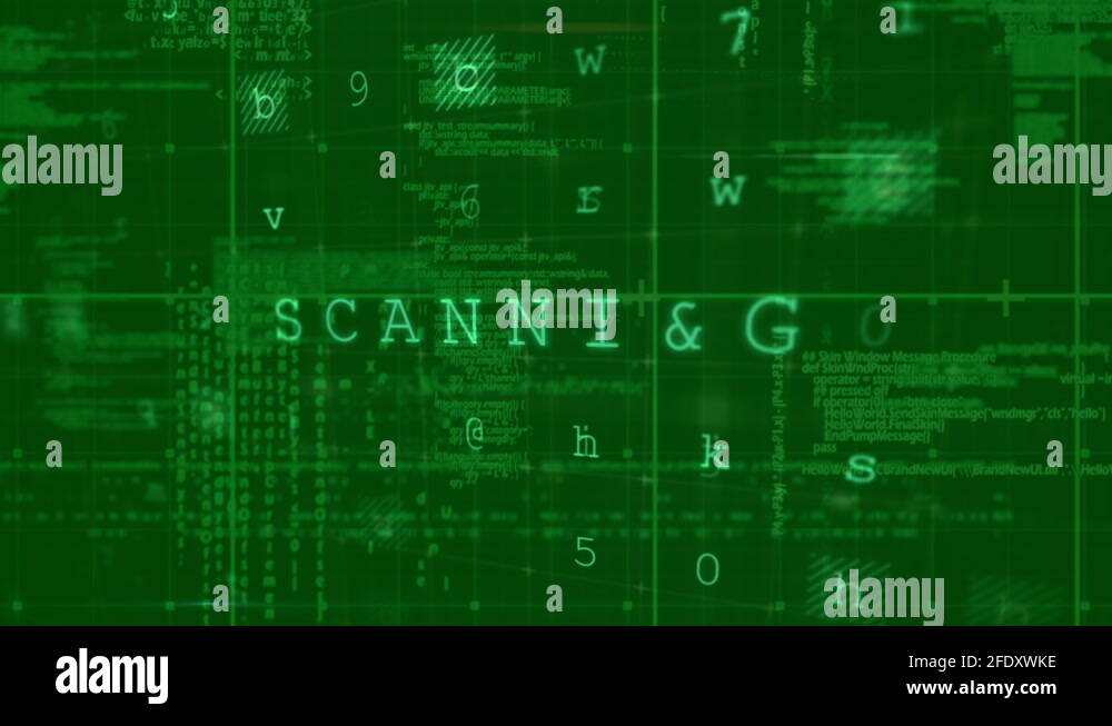 Animation of security warning with data processing and network of ...