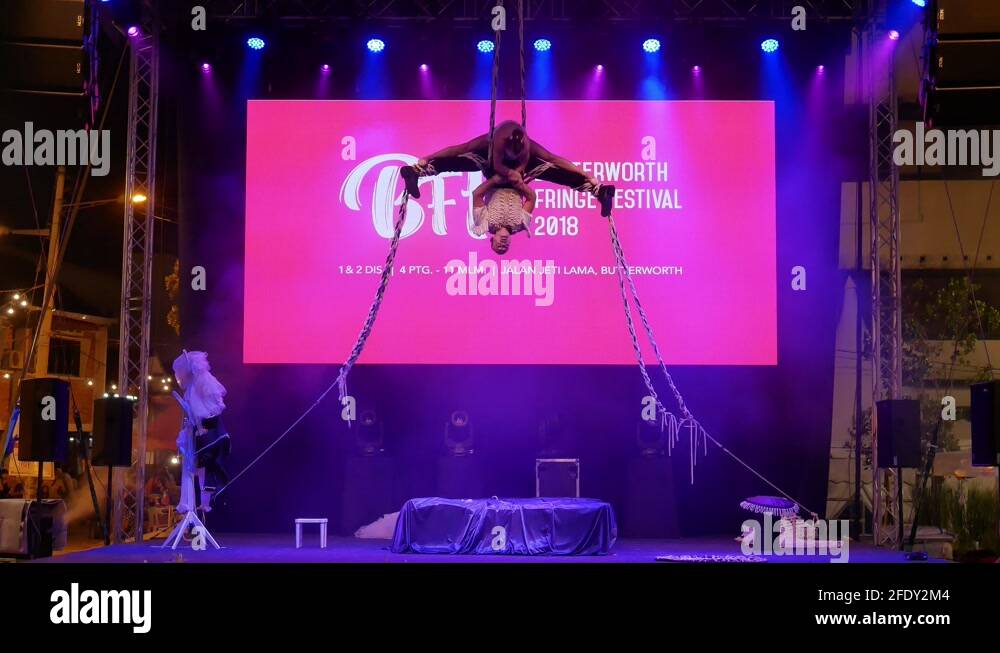 Circo Pitanga modern circus street performance at stage during ...