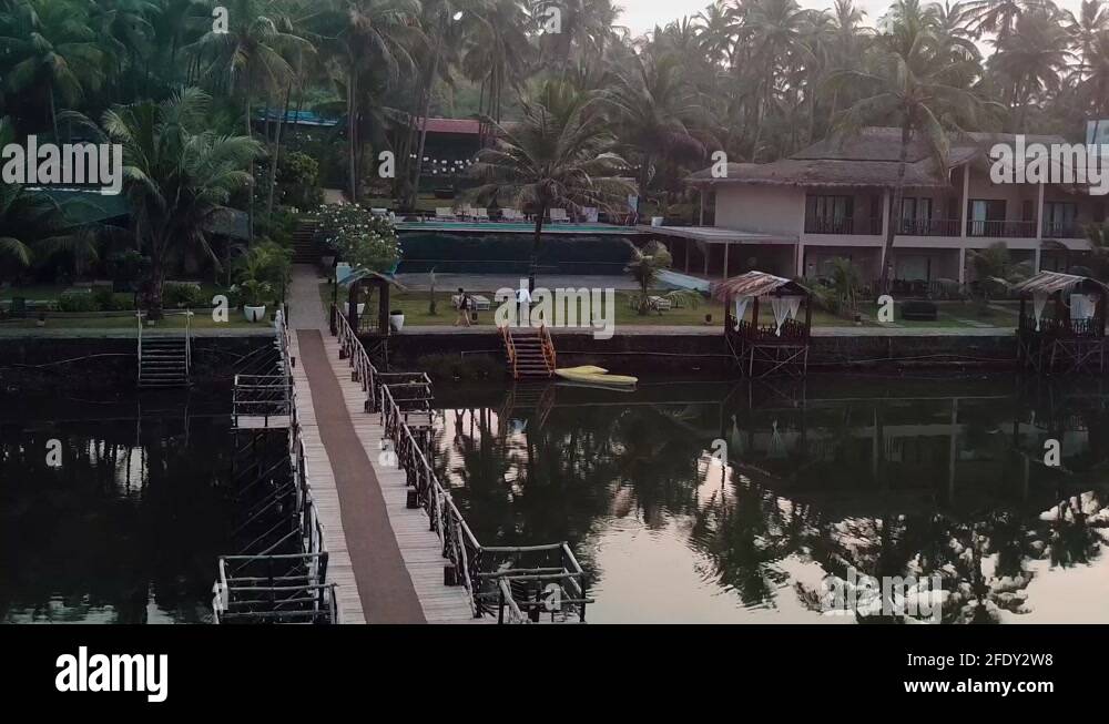 small bridge to a vacation resort at Goa India in a peaceful place ...