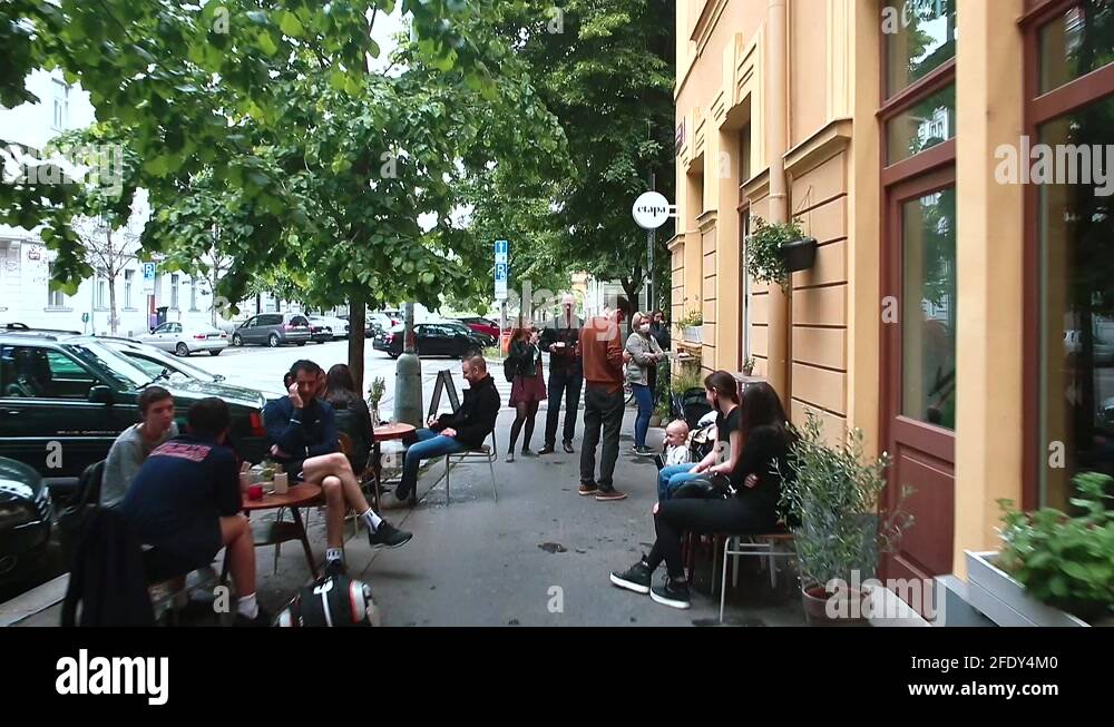 Public place public outdoor restaurant on the street Stock Videos ...