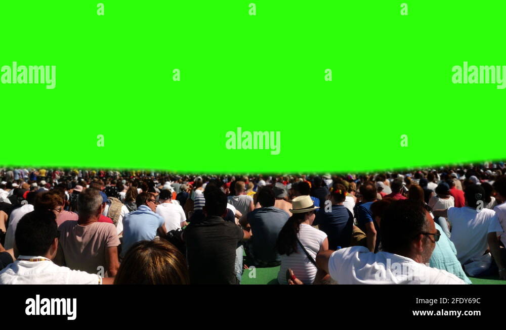 Crowd of People Watching Event Together, Green Screen Background Stock ...