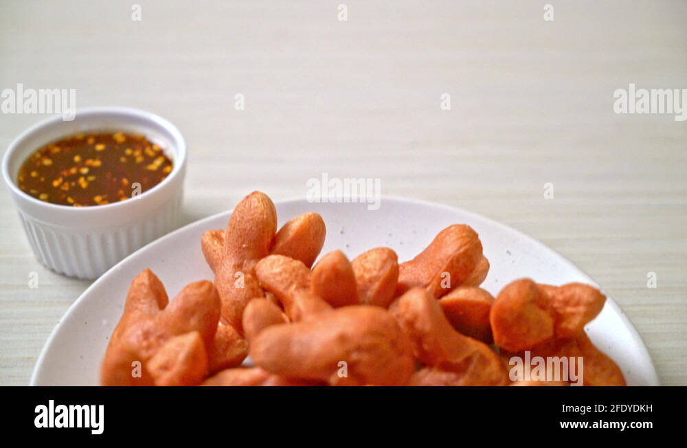 Deep Fried Sausage With Dipping Sauce Stock Video Footage Alamy