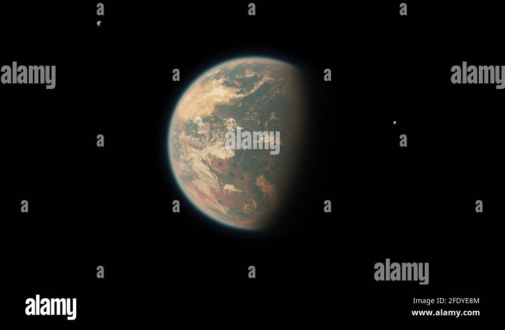 Habitable Earth Like Planet Rotating with Two Moons in Space - Livable ...