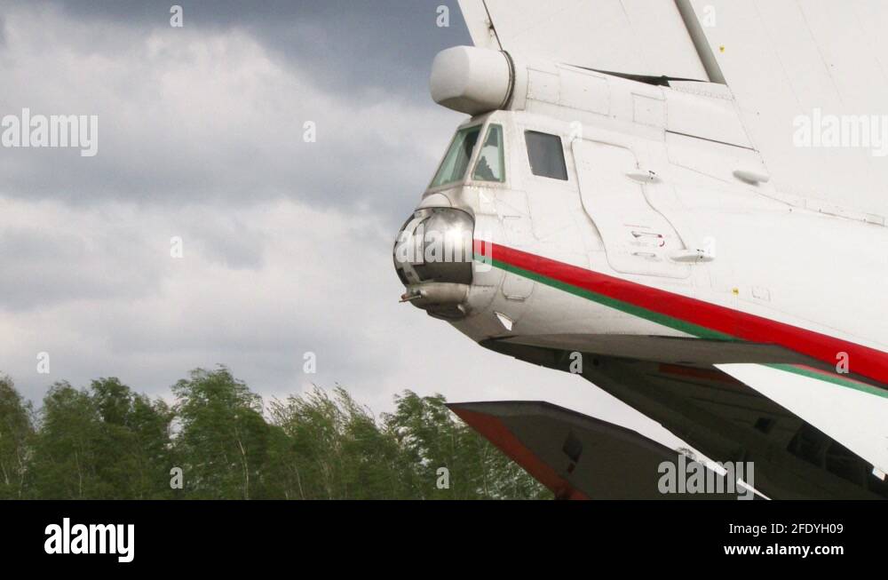 Aircraft tail. Aircraft fuselage tail, turbines and wings. Rear view ...