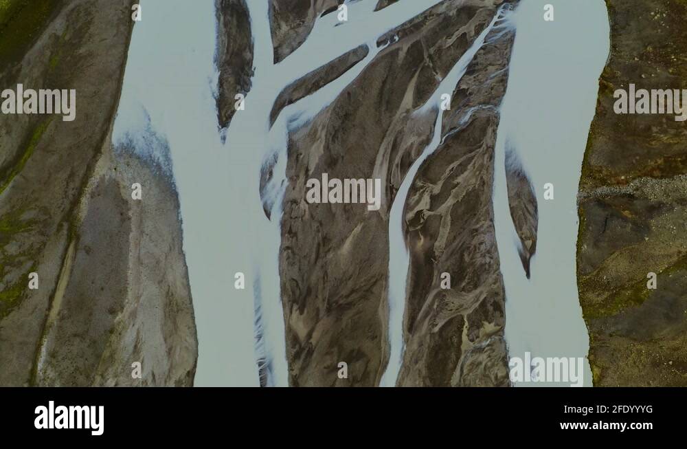 Drone top view of an Icelandic braided riverbed Stock Video Footage - Alamy