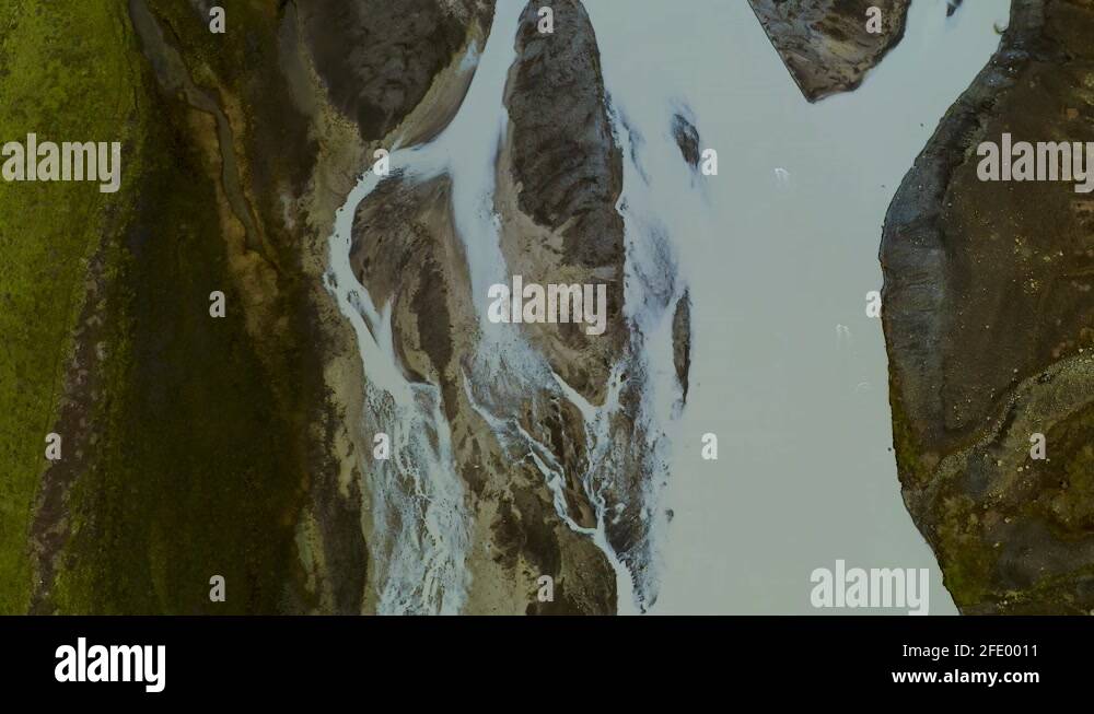 Drone top view of an Icelandic braided riverbed Stock Video Footage - Alamy