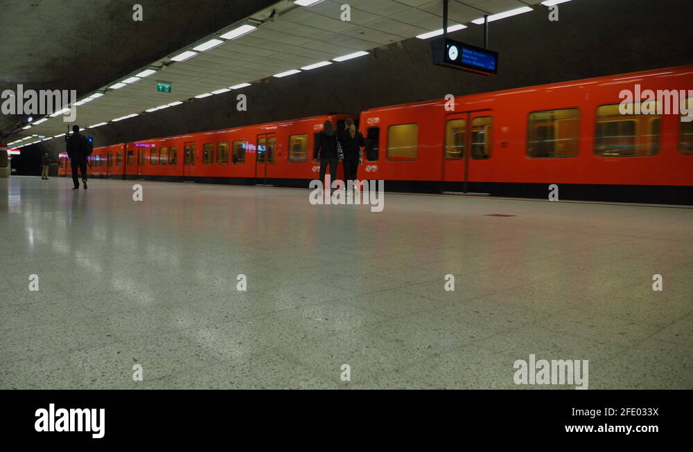 Subway train arriving and departure from a station Stock Video Footage ...