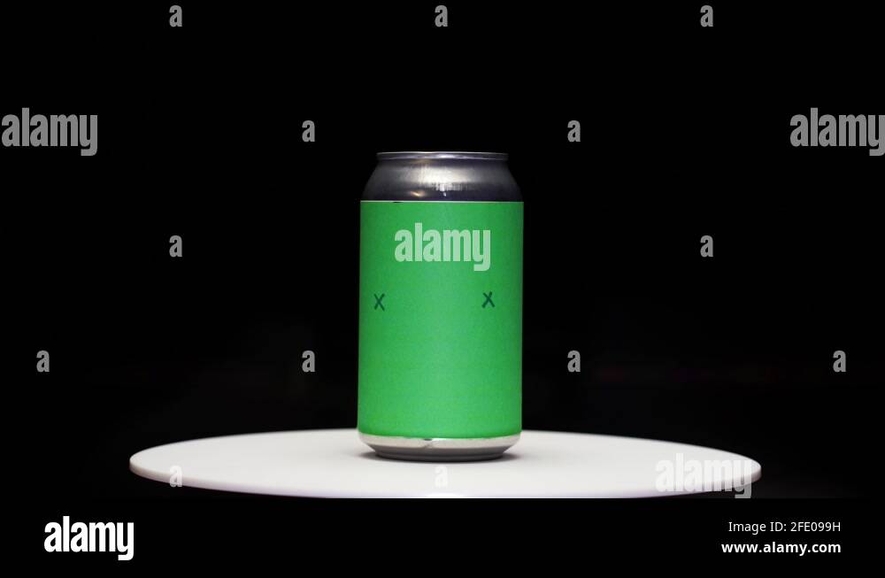 Soda or beer can with chroma green screen label with tracking points ...