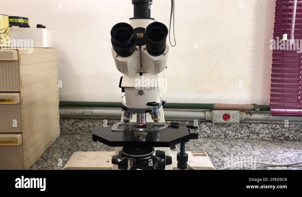Laboratory microscope turned on in a biological facility Stock Video ...