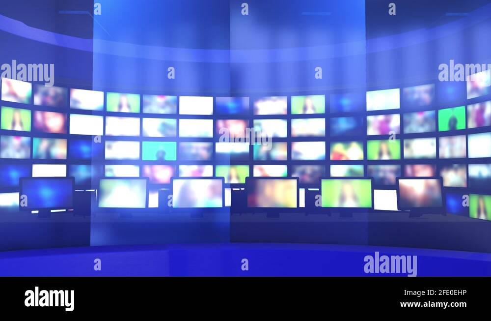 Blue TV Studio Background, Media and Technology Stock Video Footage - Alamy