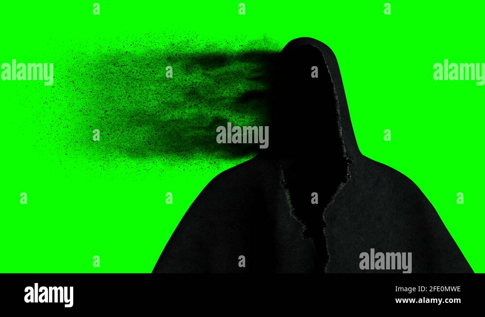 Scary, fear ghost with dark particles. Realistic green screen 4k ...