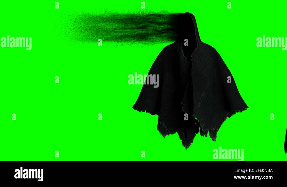 Scary, fear ghost with dark particles. Realistic green screen 4k ...
