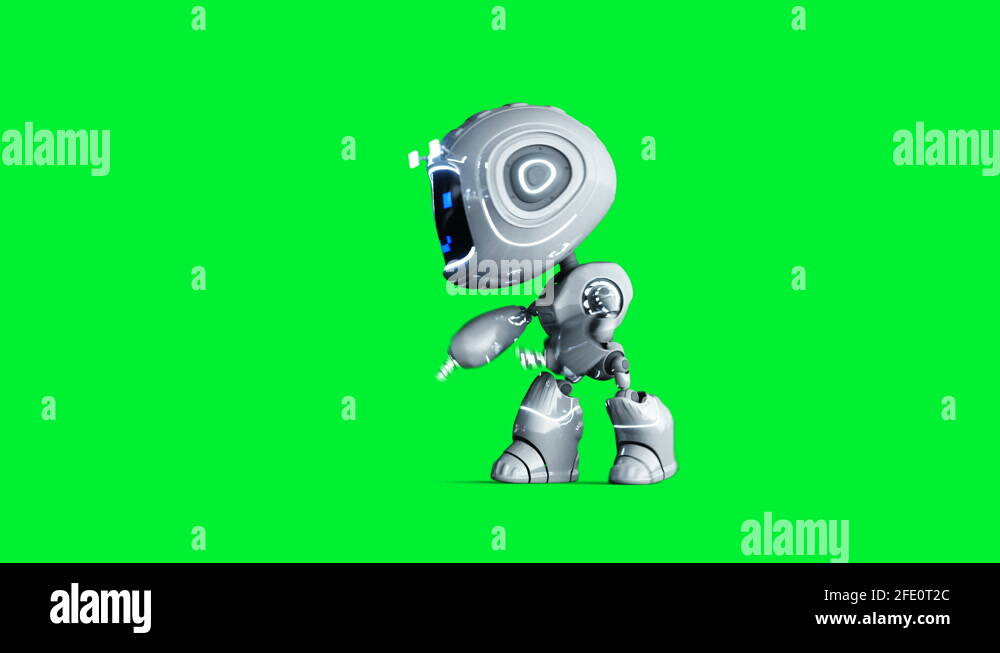 White smiling toy robot animation. Phisical motion blur. Realistic ...