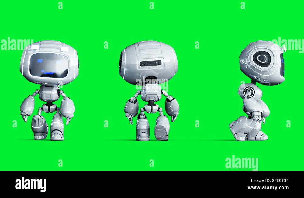 White smiling toy robot animation. Phisical motion blur. Realistic ...